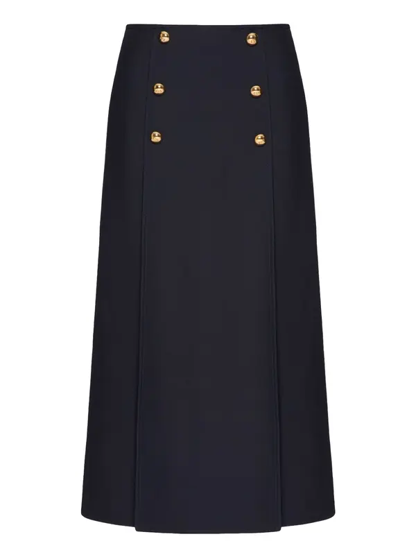Valentino Garavani Buttoned Crepe Midi Skirt - Blue