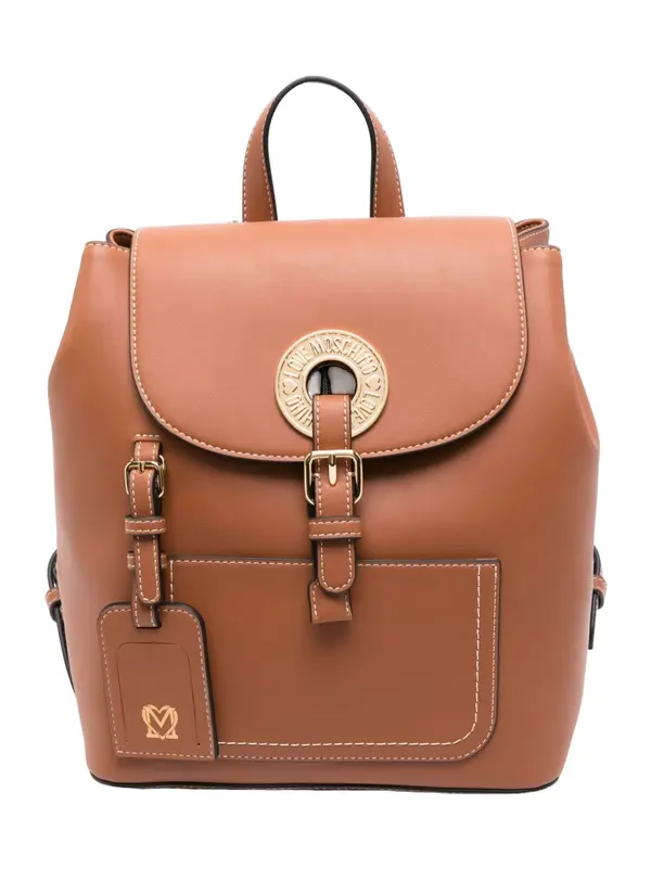 Moschino Logo-plaque Backpack - Brown