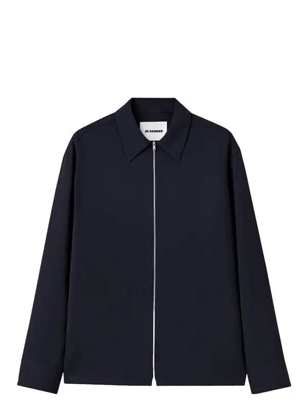 JIL SANDER Zip-up Wool Overshirt - Blue