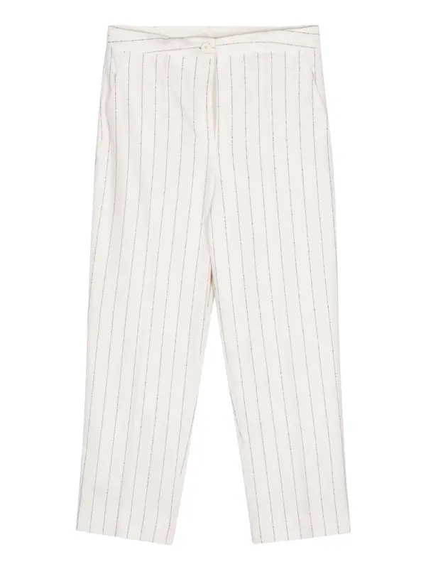 SEMICOUTURE Pinstriped Cropped Trousers - Neutrals