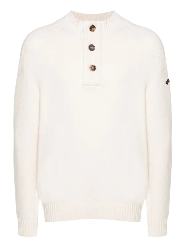 Paul & Shark Mock-neck Chenille Jumper - Neutrals