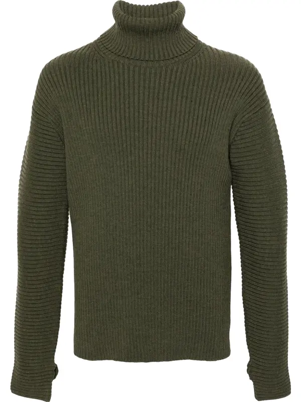 Kenzo Roll-neck Ribbed-knit Jumper - Green