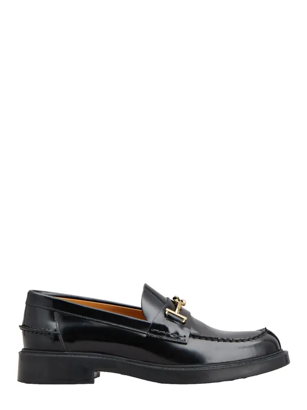 TOD'S Logo-plaque Leather Loafers - Black