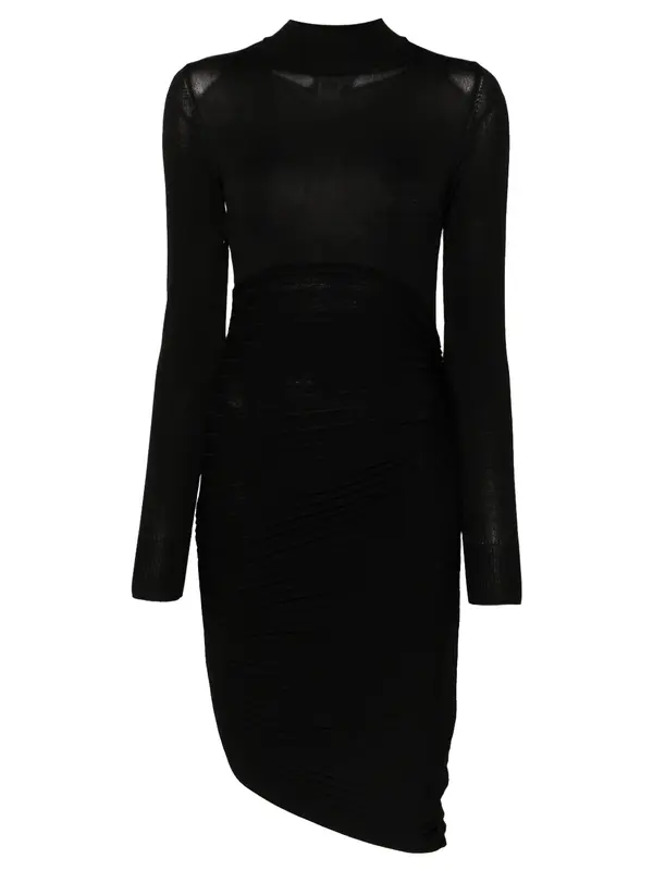 Philosophy Di Lorenzo Serafini Plissé-effect Fine-knit Dress - Black