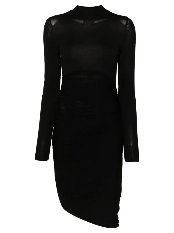 Philosophy Di Lorenzo Serafini Plissé-effect Fine-knit Dress - Black