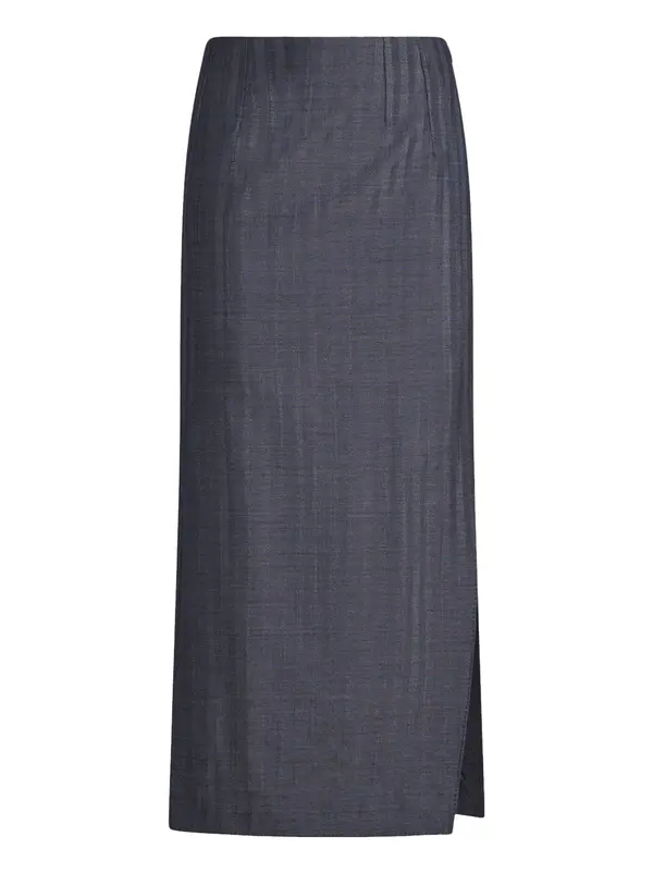 Etro Stripe-jacquard Wool Pencil Skirt - Blue