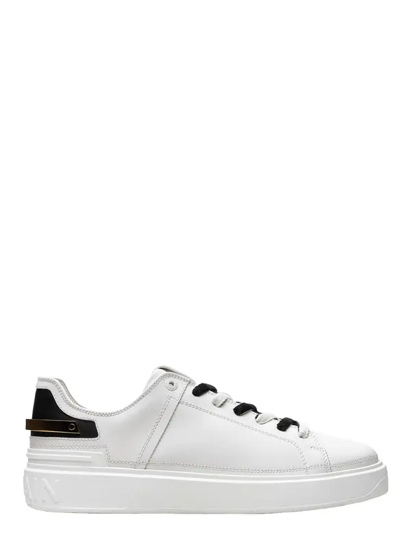 Balmain B-court Leather Sneakers With Strap - White
