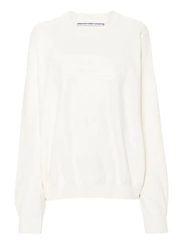 Alexander Wang Logo-embroidered Ribbed Knit Sweater - White