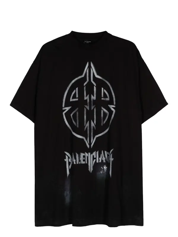 Balenciaga Metal Bb Stencil Cotton T-shirt - Black