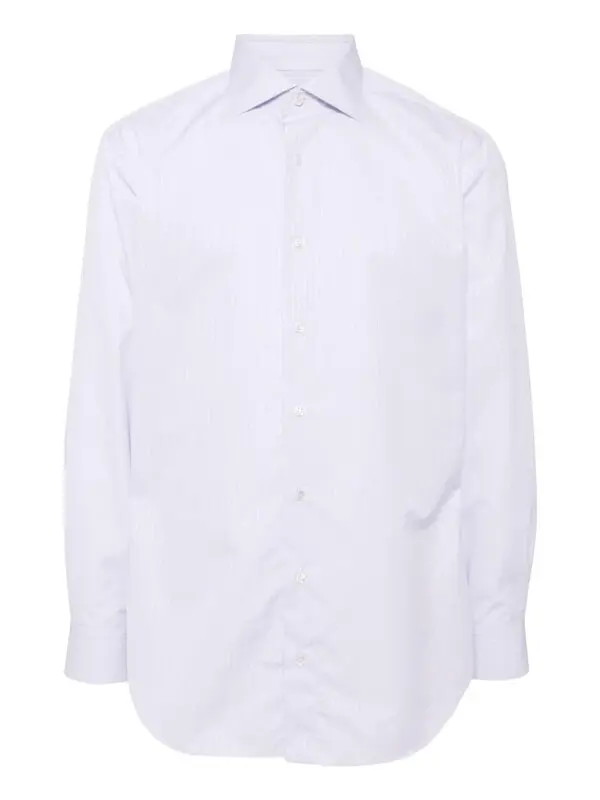 Brioni Long-sleeve Pinstripe-pattern Shirt - White