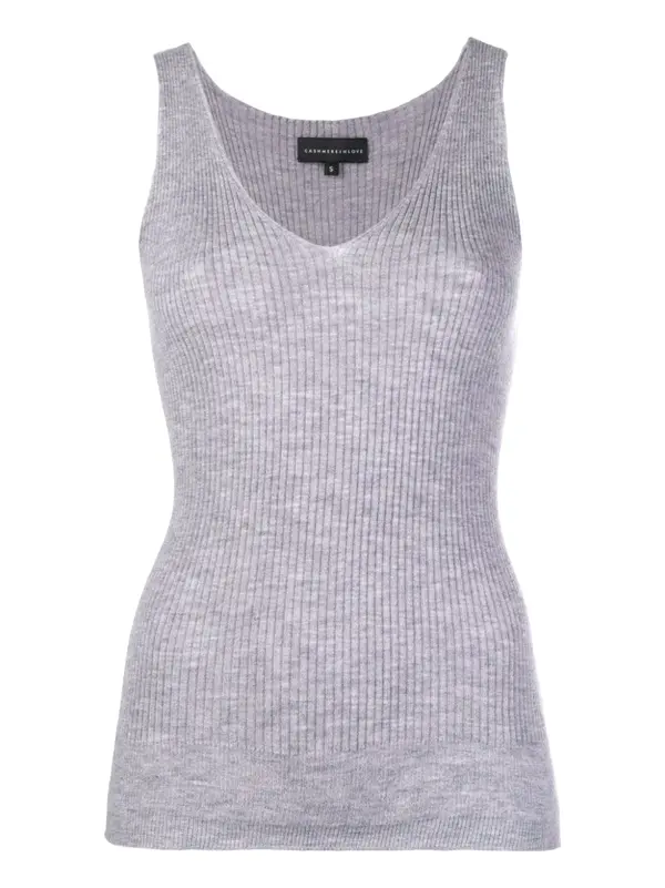 Cashmere In Love Ribbed Tank Top - Grey