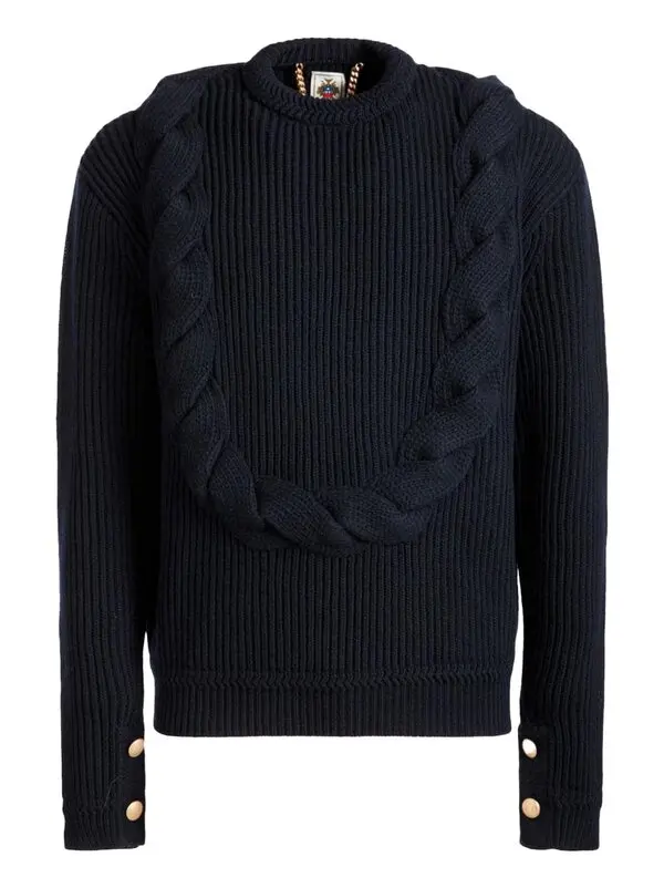 Bally X Adrien Brody Twist-detail Wool Jumper - Blue