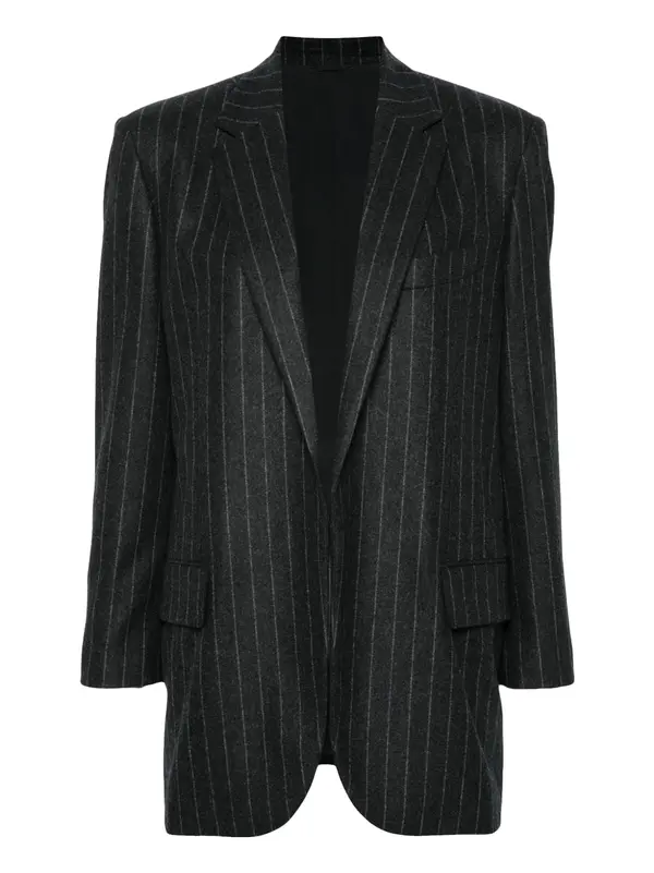 Brunello Cucinelli Pinstriped Wool Blazer - Grey