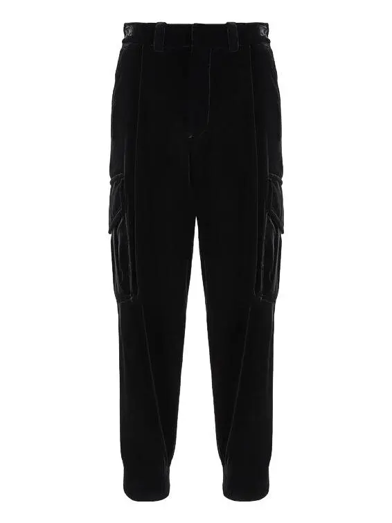 Giorgio Armani Velvet Cargo Trousers - Black