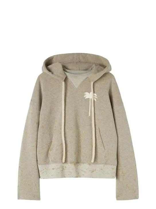 Palm Angels Pxp Painted Raw Cut Hoodie - Melange Grey/white