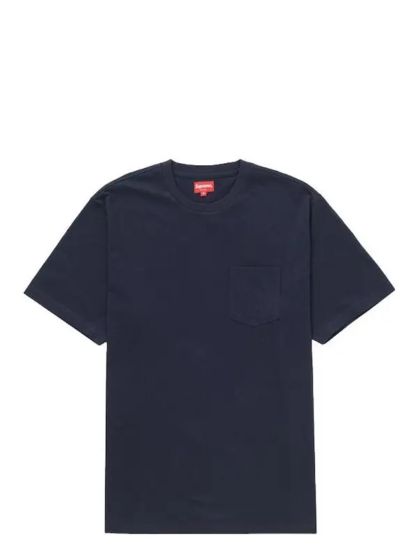 Supreme Laser Cut S Logo Pocket Tee Shirt - Navy Blue