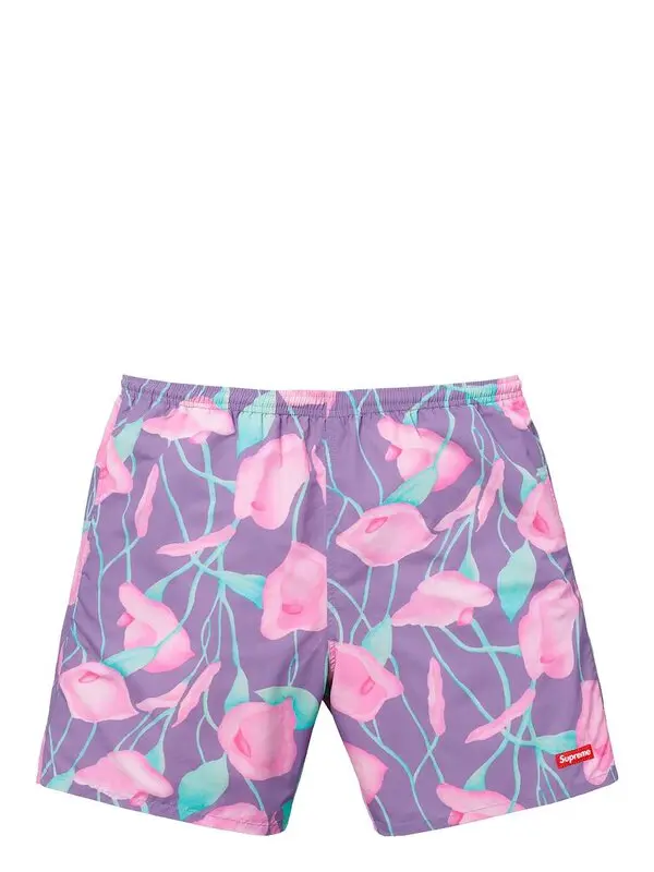 Supreme Nylon Water Short With Floral Print - Purple Floral