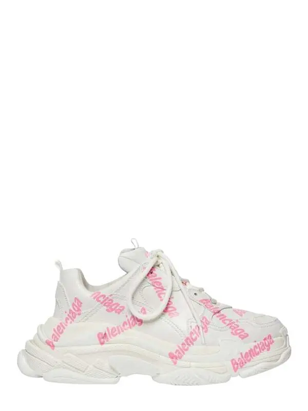 Balenciaga Triple S Logotype Sneakers - White/pink