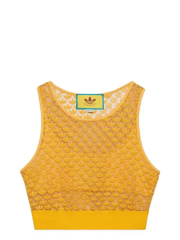 Gucci X Adidas Gg Tulle Top - Yellow