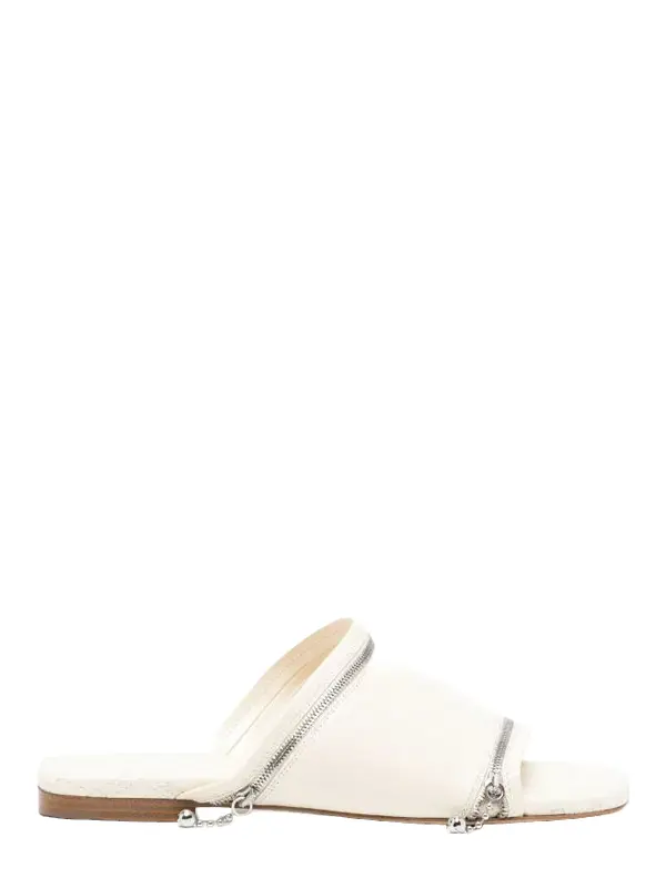 Burberry Peep Toe Slides - White/silver