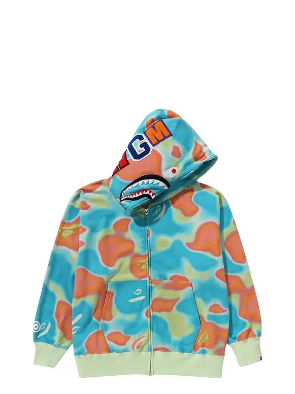 BAPE Liquid Camo Shark Full Zip Hoodie - Green