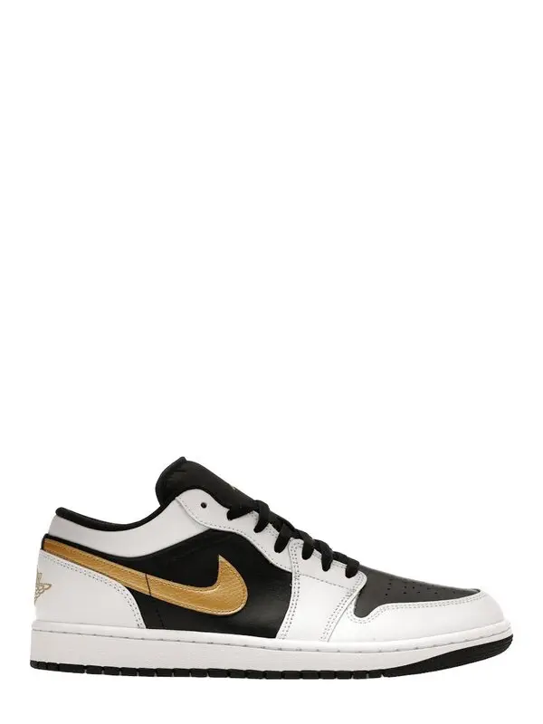 JORDAN 1 Low Swoosh Sneakers - White/black/metallic Gold