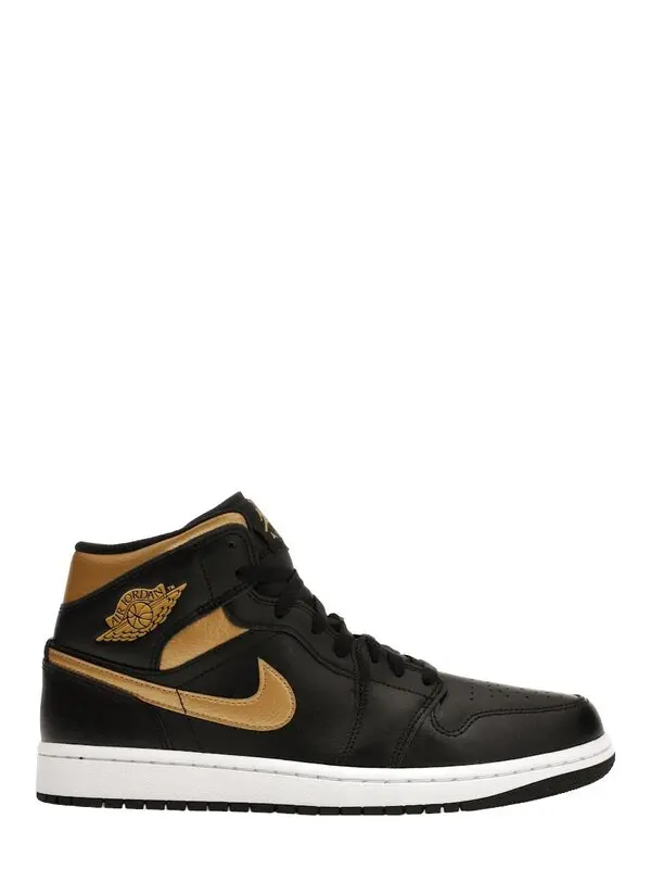 JORDAN 1 Mid Sneakers - Black/white/metallic Gold