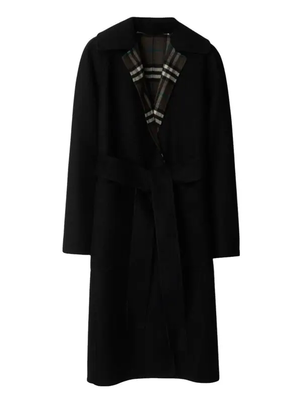 Burberry Reversible Wool Wrap Coat - Black