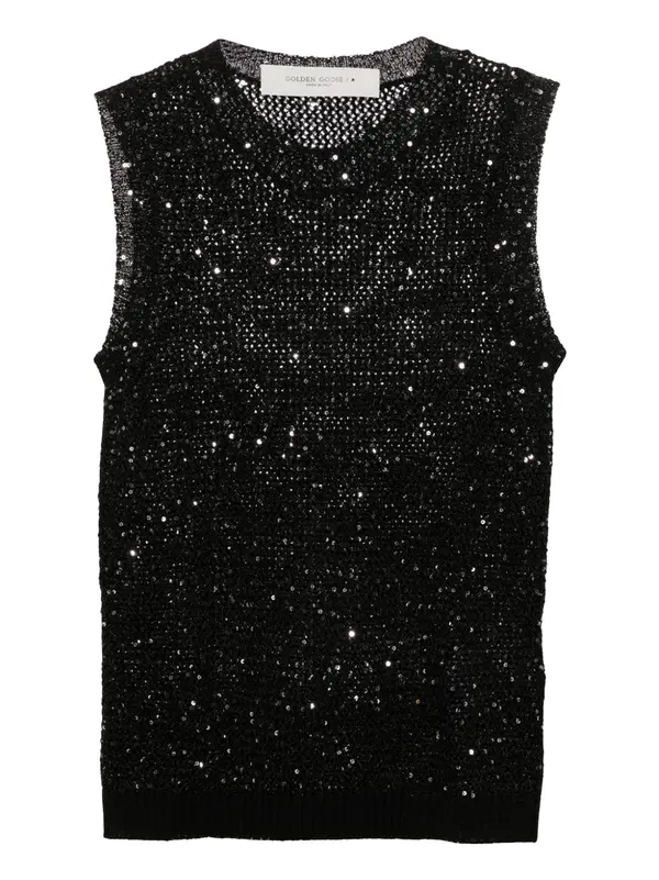 GOLDEN GOOSE Sequin-embellished Top - Black