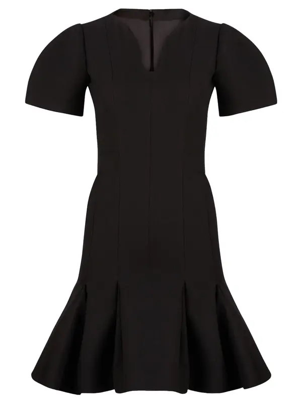 Nina Ricci Peplum-hem Wool Dress - Black