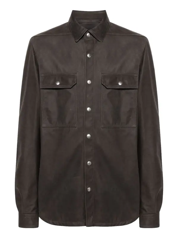 Rick Owens Outershirt Leather Shirt Jacket - Grey