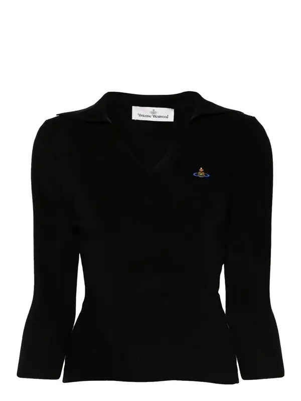 VIVIENNE WESTWOOD Orb-embroidered Polo Jumper - Black