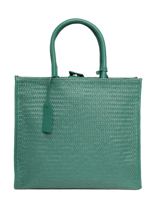 STUDIO CHOFAKIAN Tresse Woven Leather Tote Bag - Green