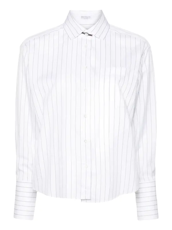 Brunello Cucinelli Pinstriped Cotton-silk Shirt - White