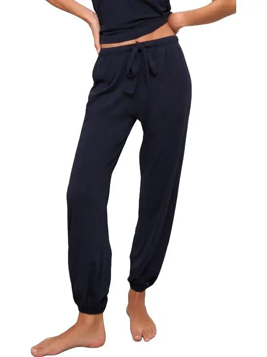 Eberjey Solid Cropped Pajama Pants - Navy