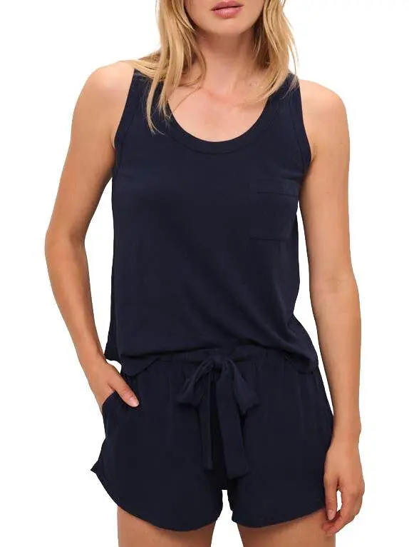 Eberjey Solid Pajama Tank Top - Navy