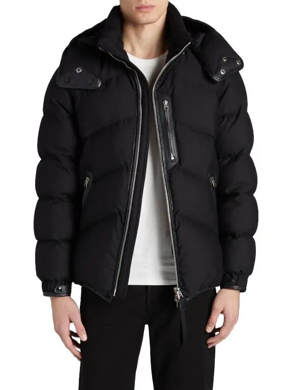 TOM FORD Wool & Cashmere Hooded Down Jacket - Black