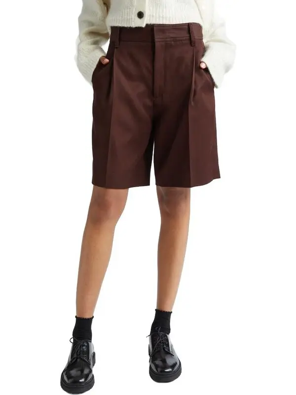 Maria Mcmanus Pleat Front Tailored Shorts - Bitter Chocolate
