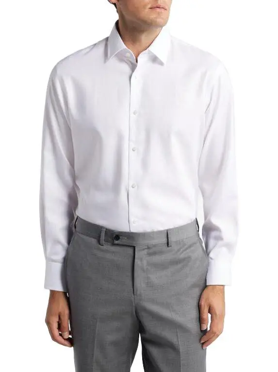 Nordstrom Traditional Fit Cotton Oxford Non-iron Dress Shirt - White Royal Oxford