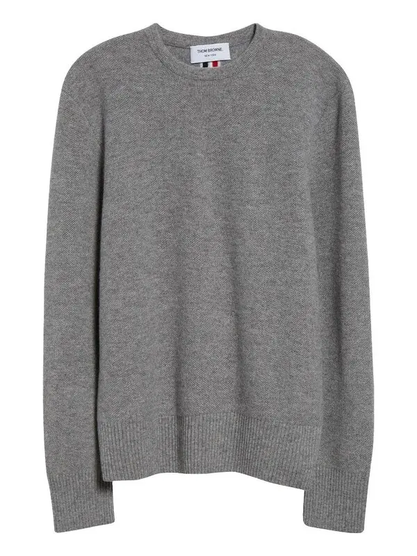 Thom Browne Washed Wool Piqué Sweater - Light Grey