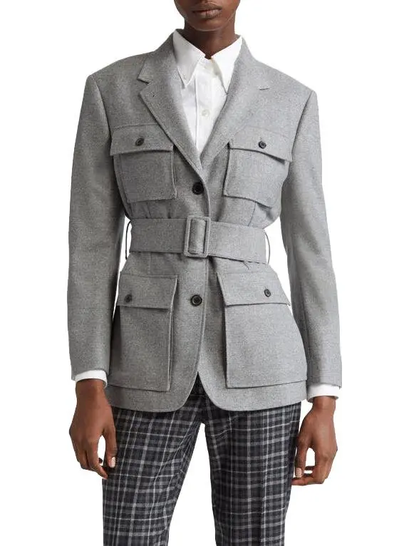 Thom Browne Wool Flannel Safari Jacket - Light Grey