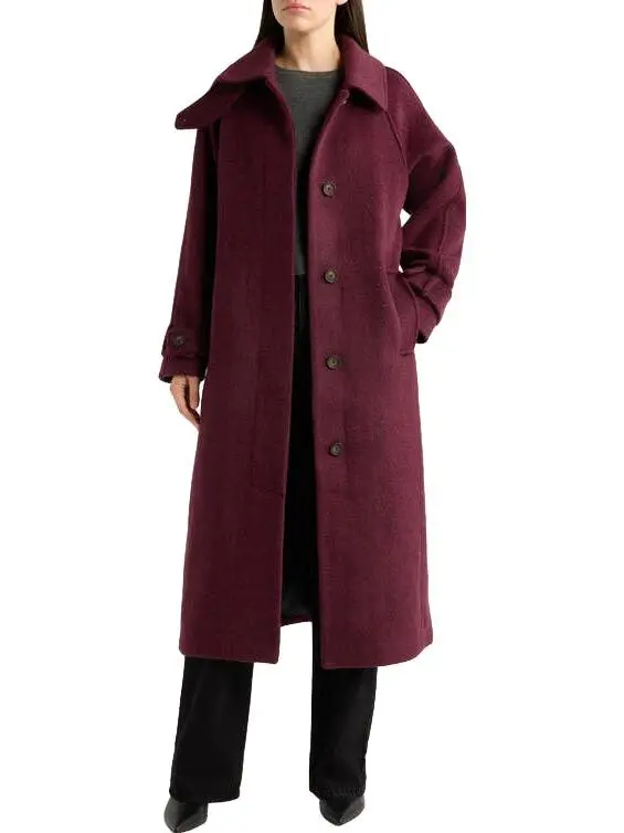 Bernardo Relaxed Double-breasted Felted Coat - Cherry Lacquer
