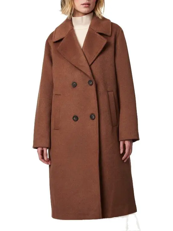 Bernardo Relaxed Double-breasted Felted Coat - Cigar