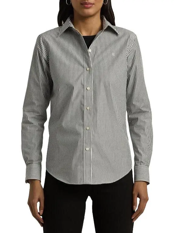 Ralph Lauren Stripe Easy Care Cotton Shirt - Black/white