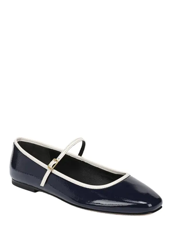 Veronica Beard Ellie Mary Jane Flat - Navy/ecru