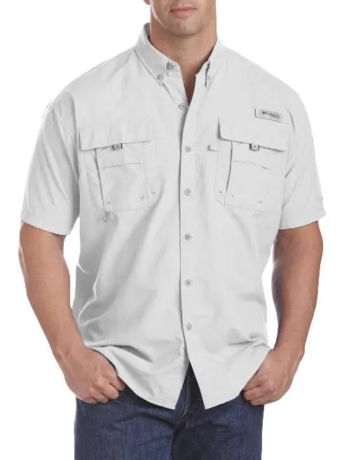 Columbia Big & Tall Pfg Bahama Ii Short-sleeve Sport Shirt - White