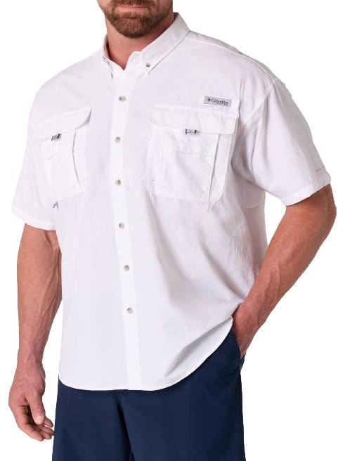Columbia Big & Tall Pfg Bahama Ii Short-sleeve Sport Shirt - White
