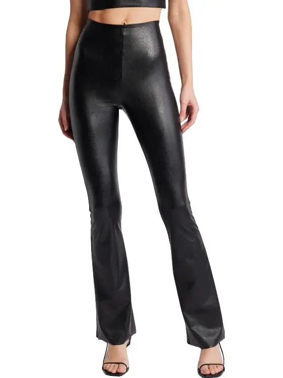 Commando Faux Leather Flare Leggings - Black