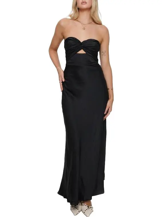 Princess Polly Ahna Cutout Detail Strapless Maxi Dress - Black