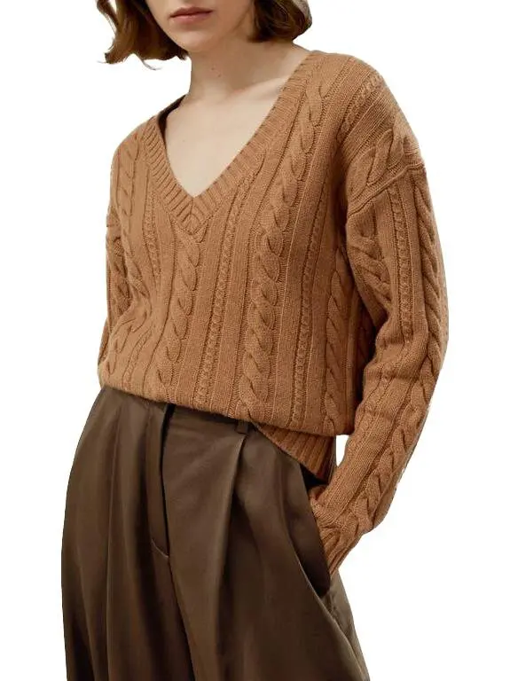 Lilysilk Cable-knit Wool-cashmere Blend Sweater - Toffee